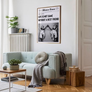 Best Friend Gift, Newspaper Print, Girl Dorm Room Art, Best Friend Fun ...