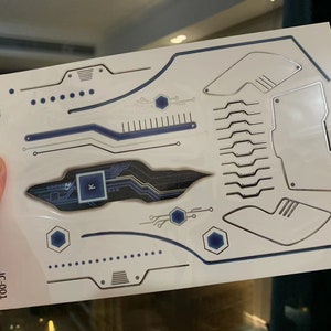 Cyberpunk Face Tattoo Stickers Mechanical Hot Silver Fusion Technology ...