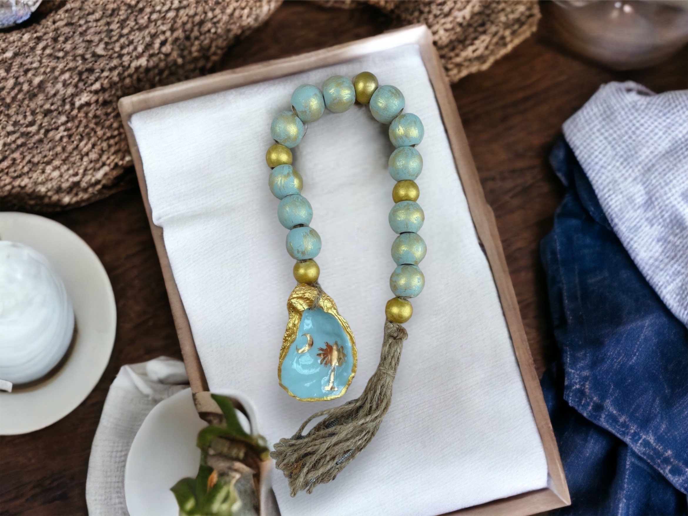 Palmetto Moon Oyster Shell Blessing Beads, Gratitude Beads, Coastal ...