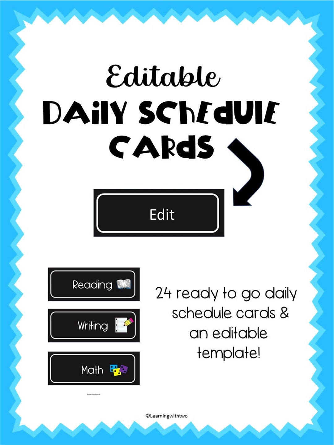 Editable Daily Schedule Cards - Etsy