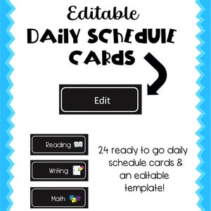 Editable Daily Schedule Cards - Etsy