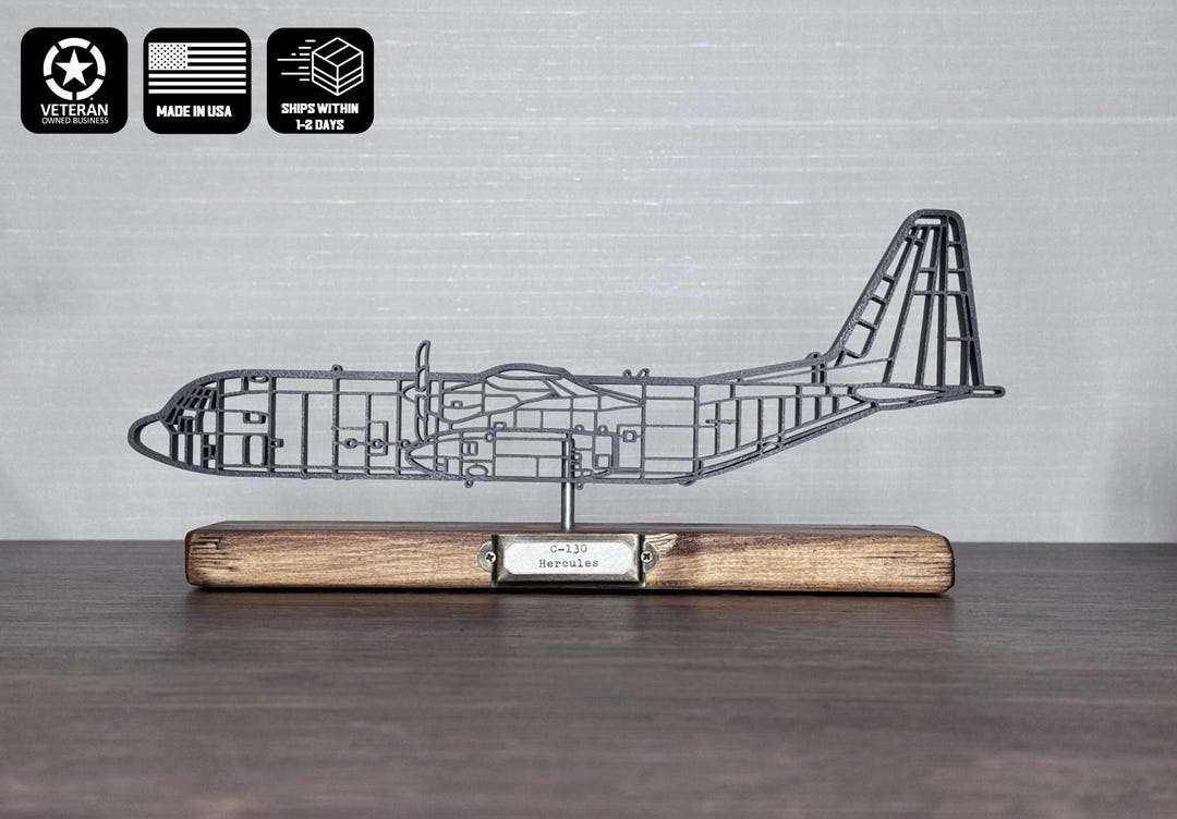 C-130 Hercules (side Profile) Silhouette Art on Wooden Stand - Optional ...