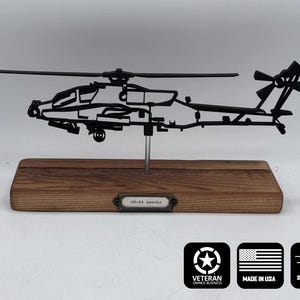 AH-64 Apache Helicopter Silhouette Art on Wooden Stand - Optional ...