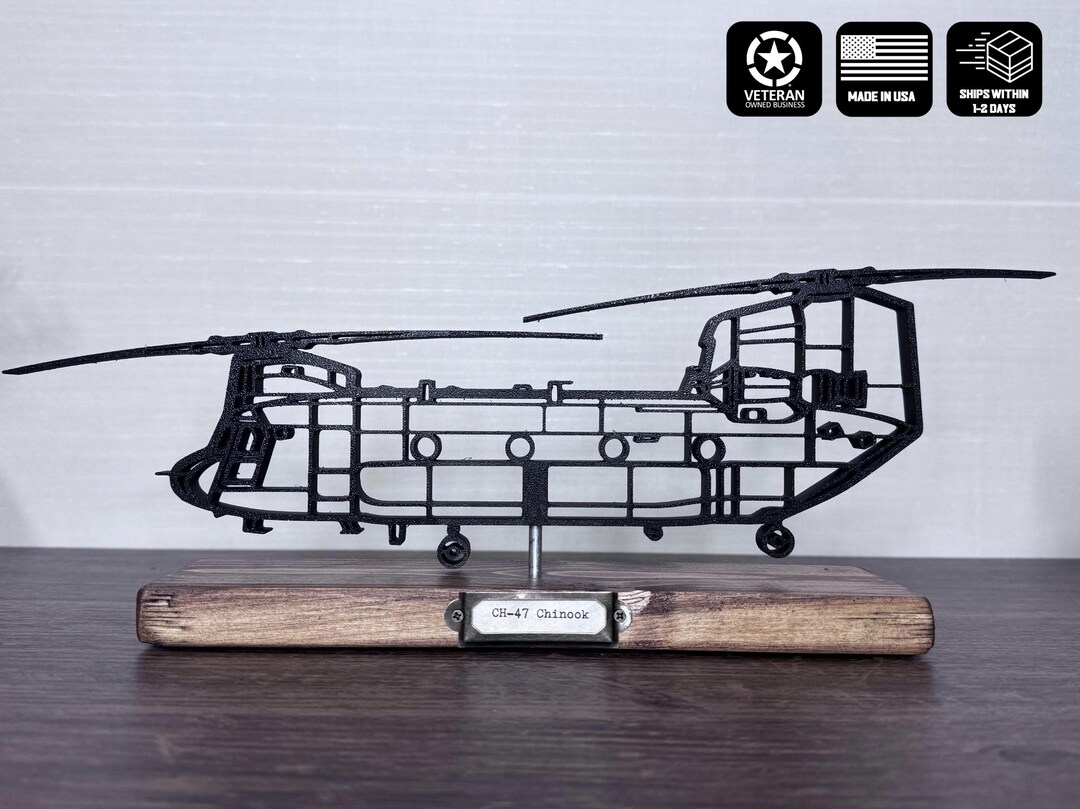CH-47 Chinook (side Profile) Silhouette Art on Wooden Stand - Optional ...