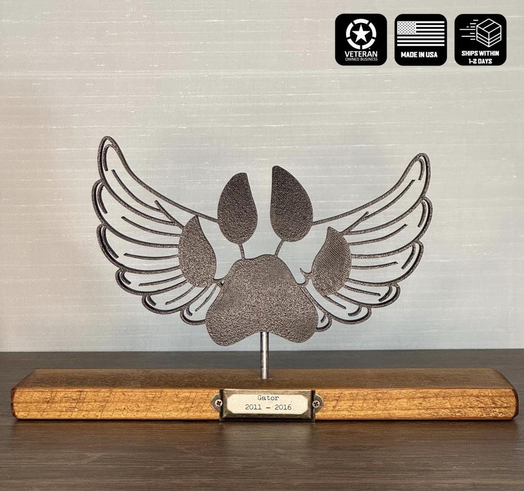 Dog Paw With Wings 3D Printed Art on Wooden Stand - Etsy