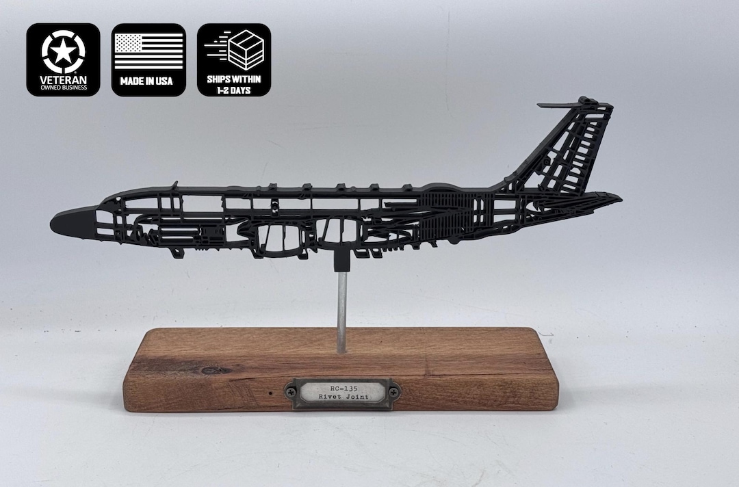 RC-135 Rivet Joint - Silhouette Art on Wooden Stand With Optional ...