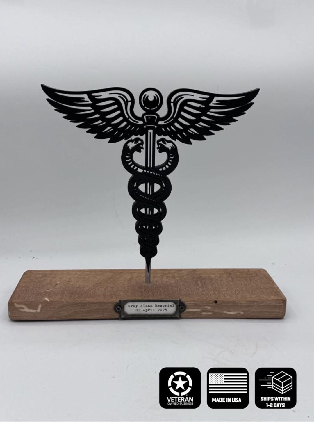 Caduceus Symbol Silhouette Art on Wooden Stand - Etsy