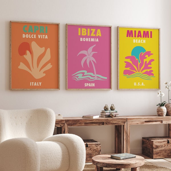 Set of 3 Preppy Travel Poster - Etsy
