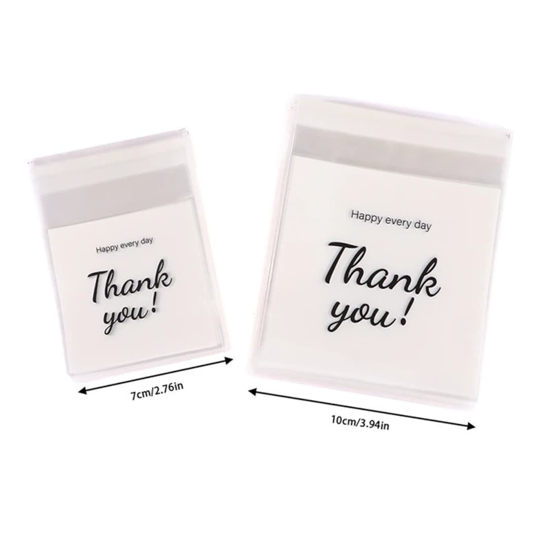 Self-adhesive Thank You Plastic Bags Ideal for Wedding, Birthday, and ...