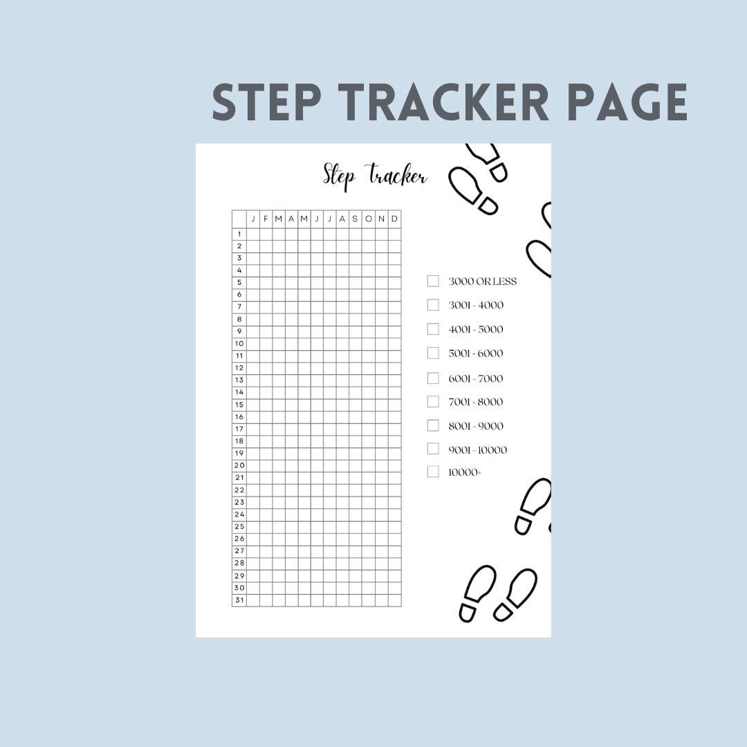 Yearly Step Tracker Page - Printable Step Tracker Page - Etsy
