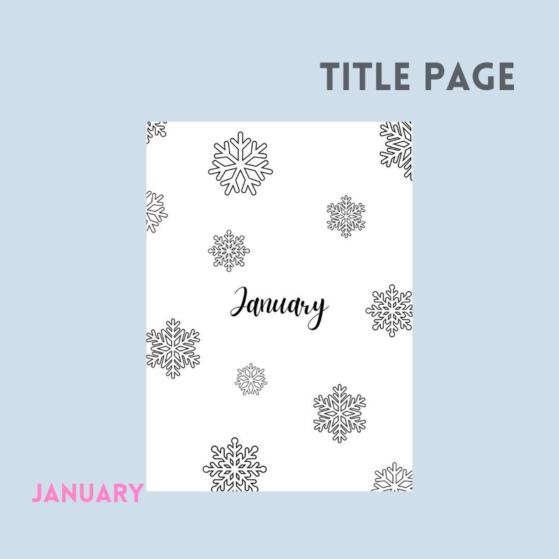 January Title Page and Calendar - Printable Title Page and Calendar - Etsy