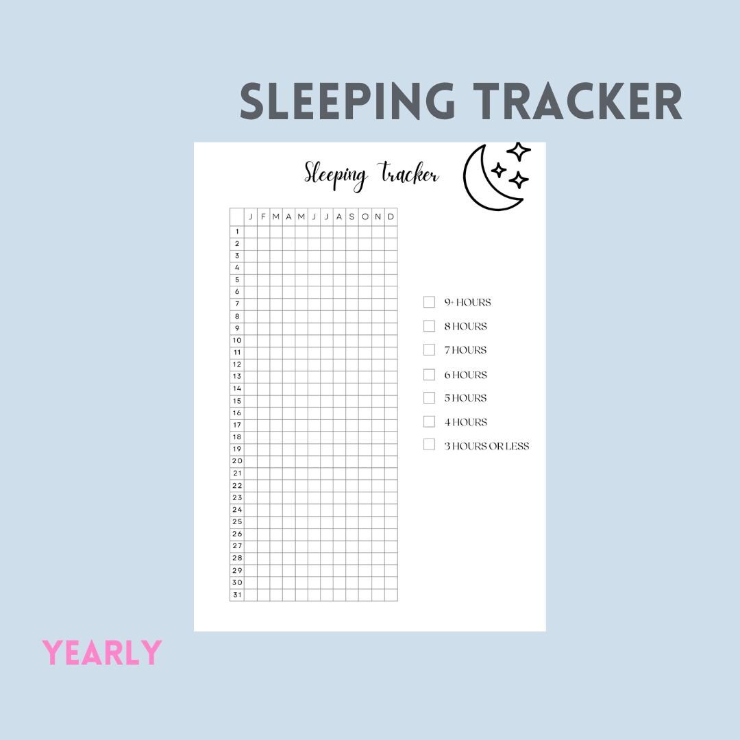 Yearly Sleeping Tracker Page - Printable Sleeping Tracker Page - Etsy