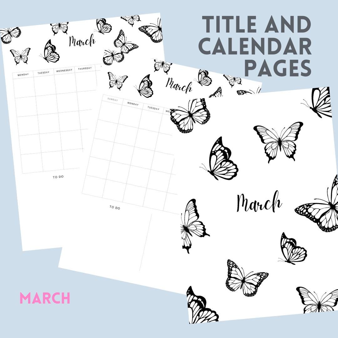 March Title Page and Calendar - Printable Title Page and Calendar - Etsy