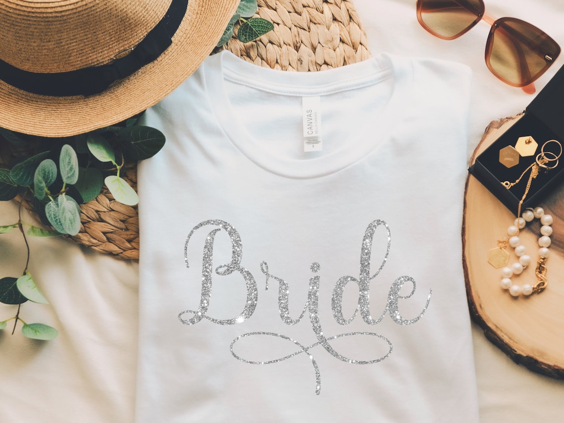 Sparkling Glitter Silver Bride Shirt, Wedding Shirt for Bride, White ...