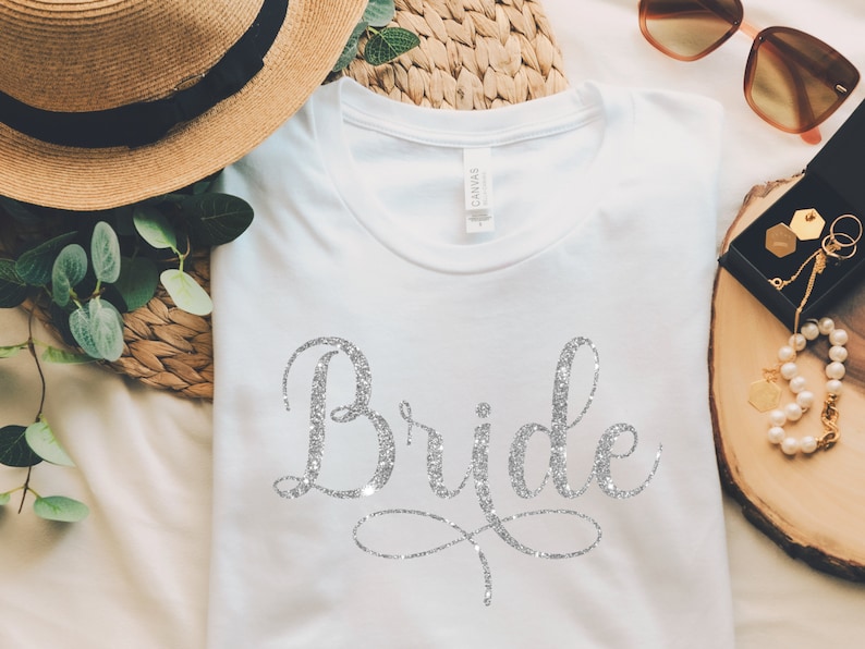 Sparkling Glitter Silver Bride Shirt, Wedding Shirt for Bride, White ...