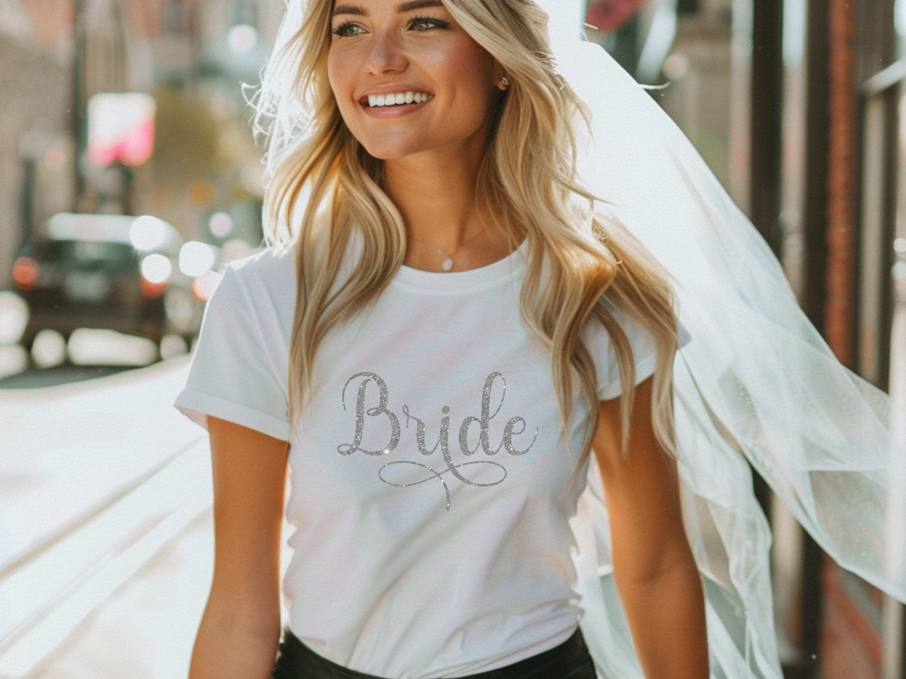 Sparkling Glitter Silver Bride Shirt, Wedding Shirt for Bride, White ...