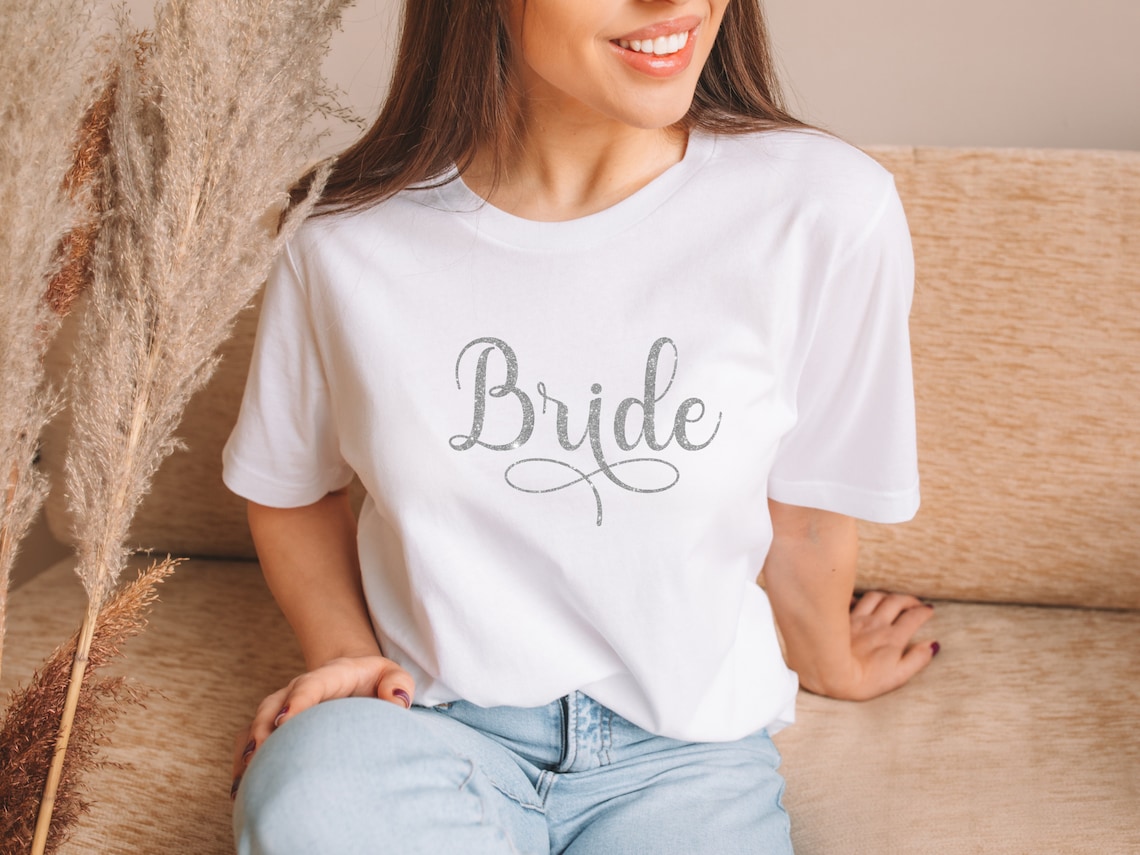 Sparkling Glitter Silver Bride Shirt, Wedding Shirt for Bride, White ...