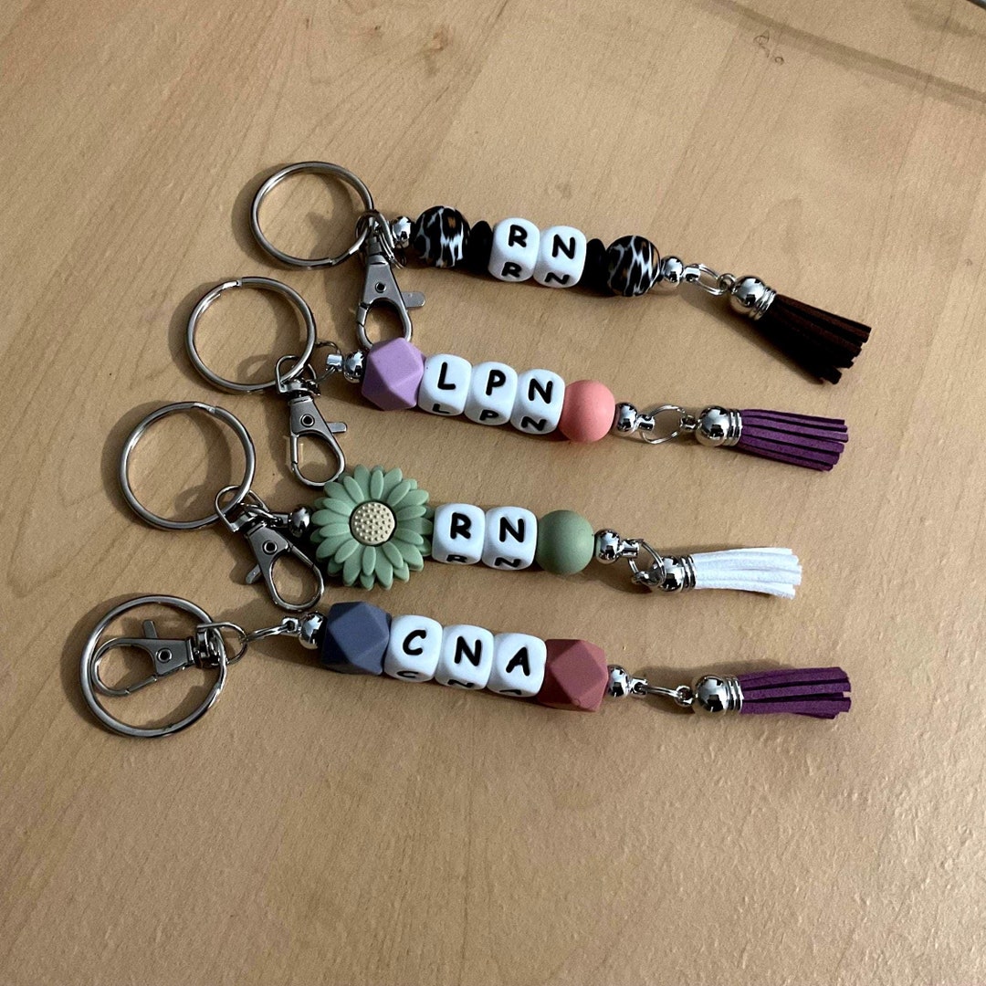 Nurse Keychain Personalized RN Nurse Beaded Keychains Graduation Gift ...