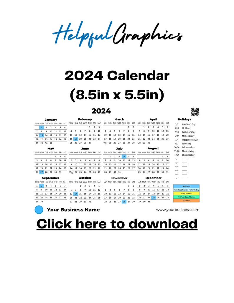 Editable 2024 Calendar, Back to School, Teacher Calendar, PTA Calendar ...
