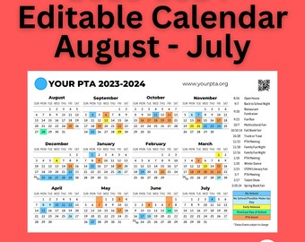 Editable 2023-2024 Calendar Back to School Teacher Calendar - Etsy
