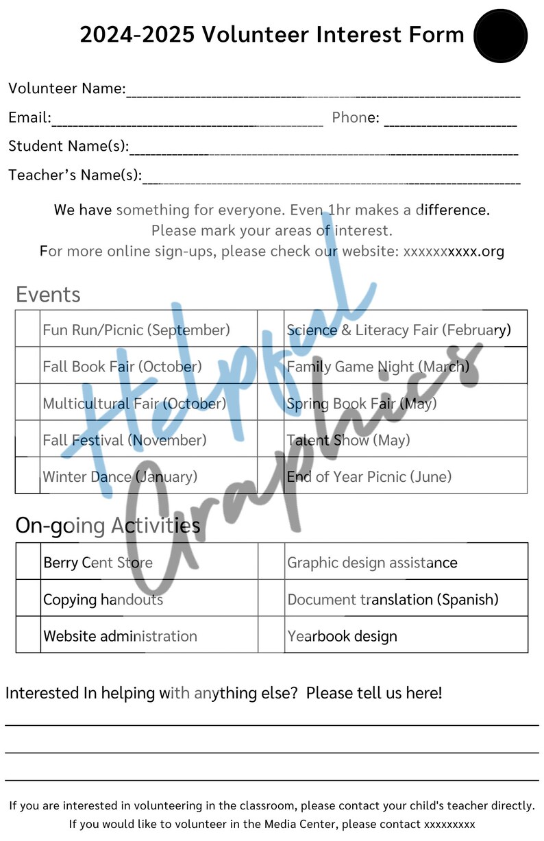 Editable PTO PTA Bundle - Membership Form, Pto/pta Parent Volunteer ...