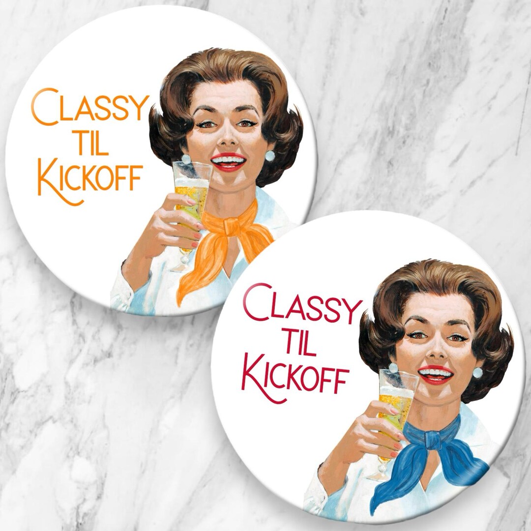 More Colors Classy Til Kickoff Retro Lady 3 Game Day Button Pin Fridge ...