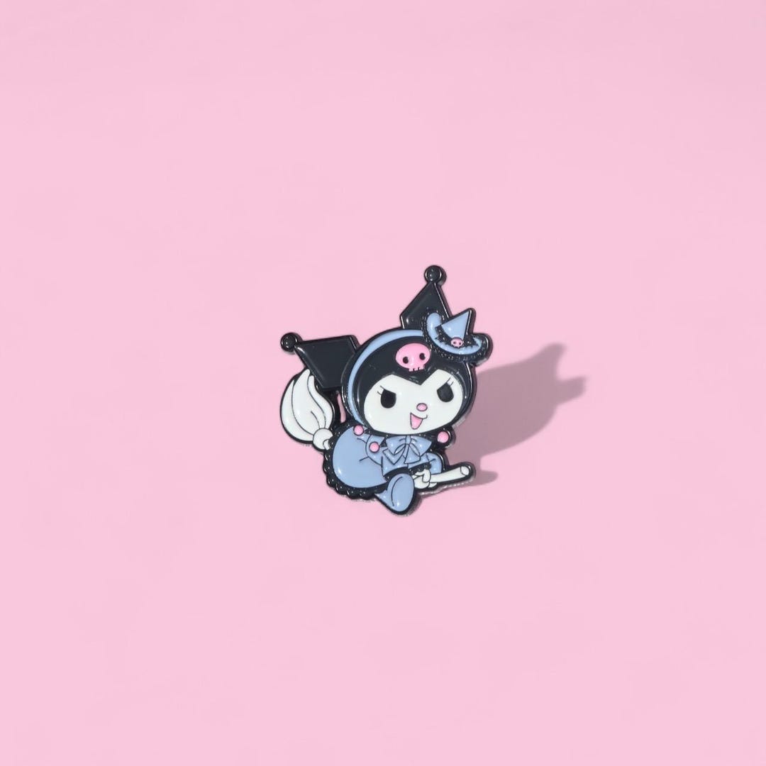 Kuromi Flying on Broom Enamel Pin - Etsy