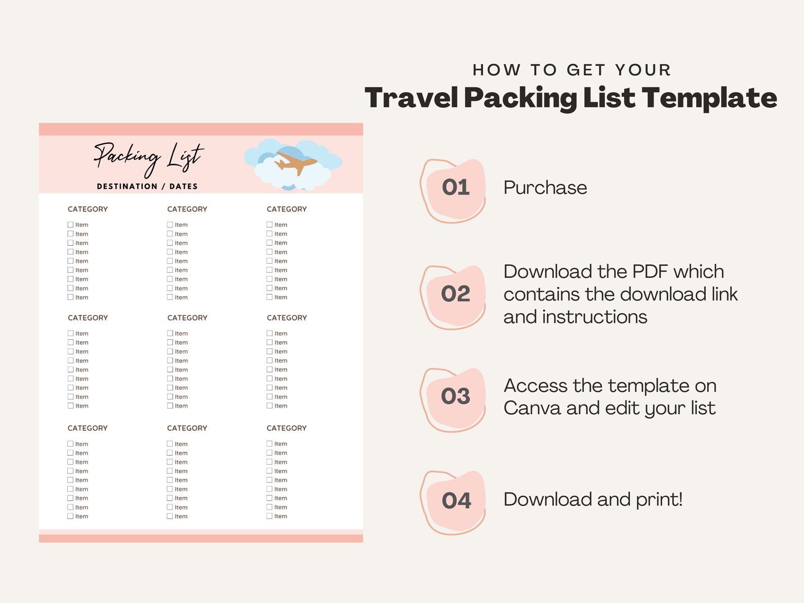 Travel Packing List Template, Printable Editable Travel Packing List ...