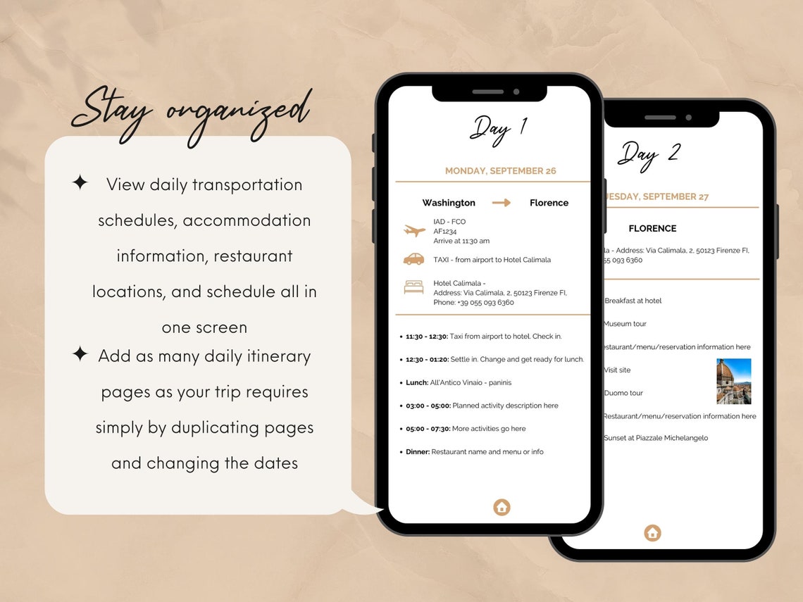 Mobile Travel Itinerary Planner Template, Digital Travel Planner, Trip ...