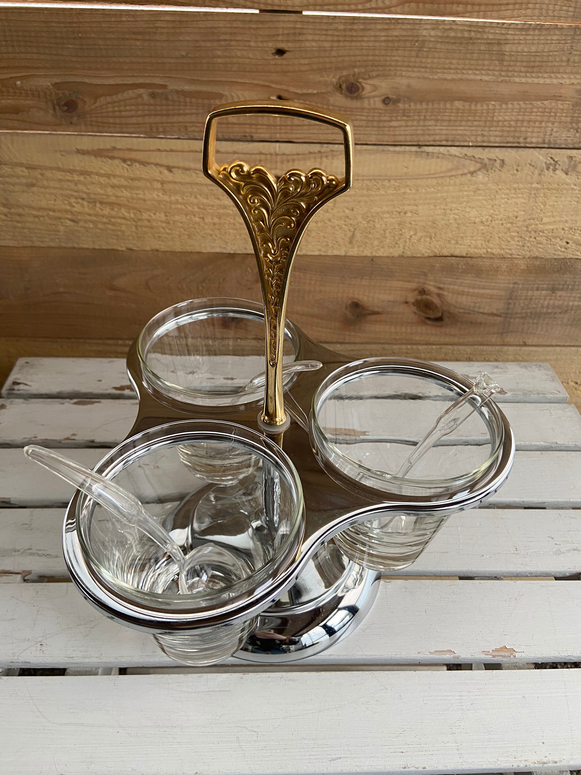Vintage Kromex Condiment Caddy With Spoons - Etsy