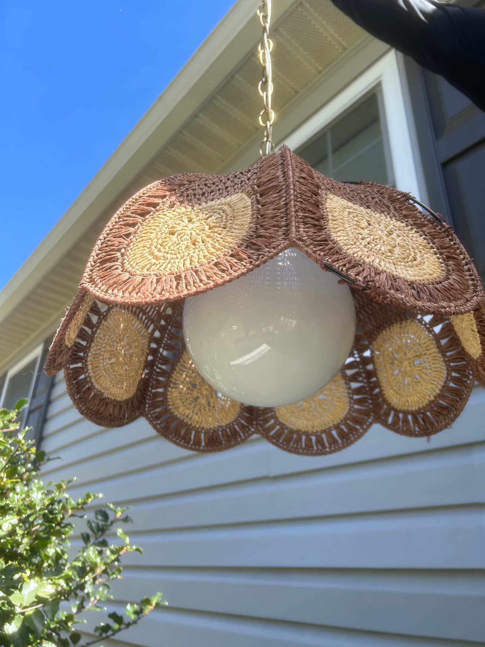 Vintage Brown/tan Macramé Hanging Light Fixture - Etsy