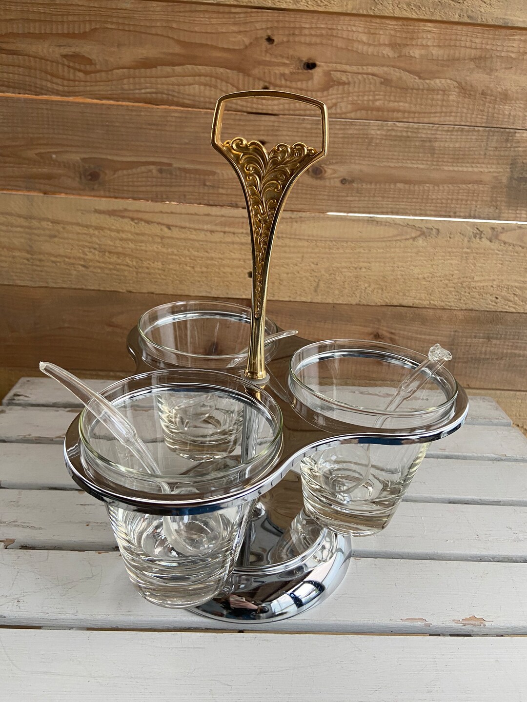 Vintage Kromex Condiment Caddy With Spoons - Etsy