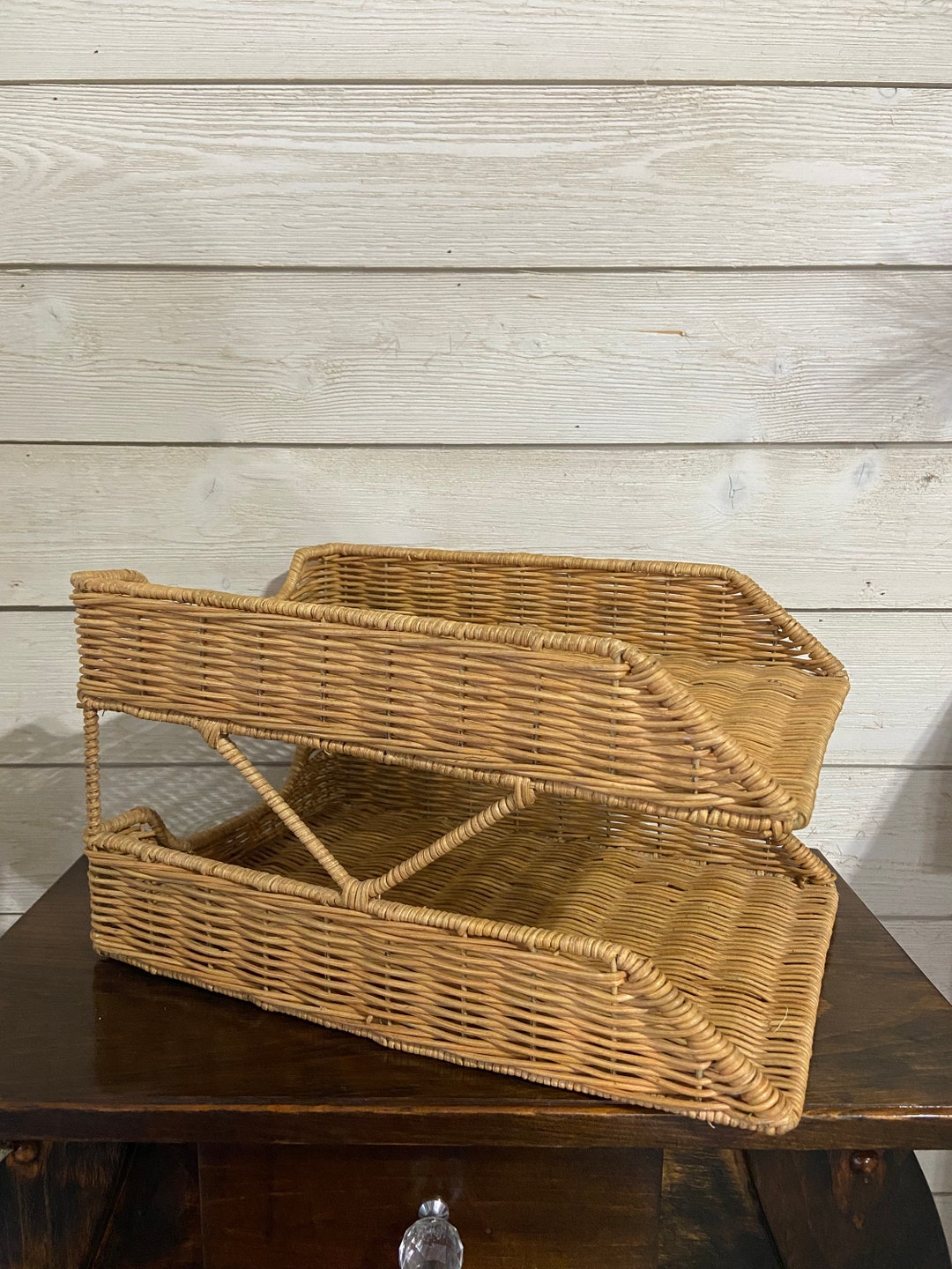 Woven/wicker 2-tiered Letter Organizer - Etsy