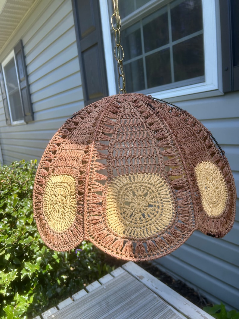 Vintage Brown/tan Macramé Hanging Light Fixture - Etsy