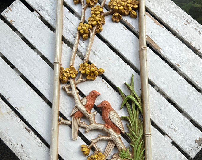 Homco Vintage Bamboo Bird Wall Decor - Etsy