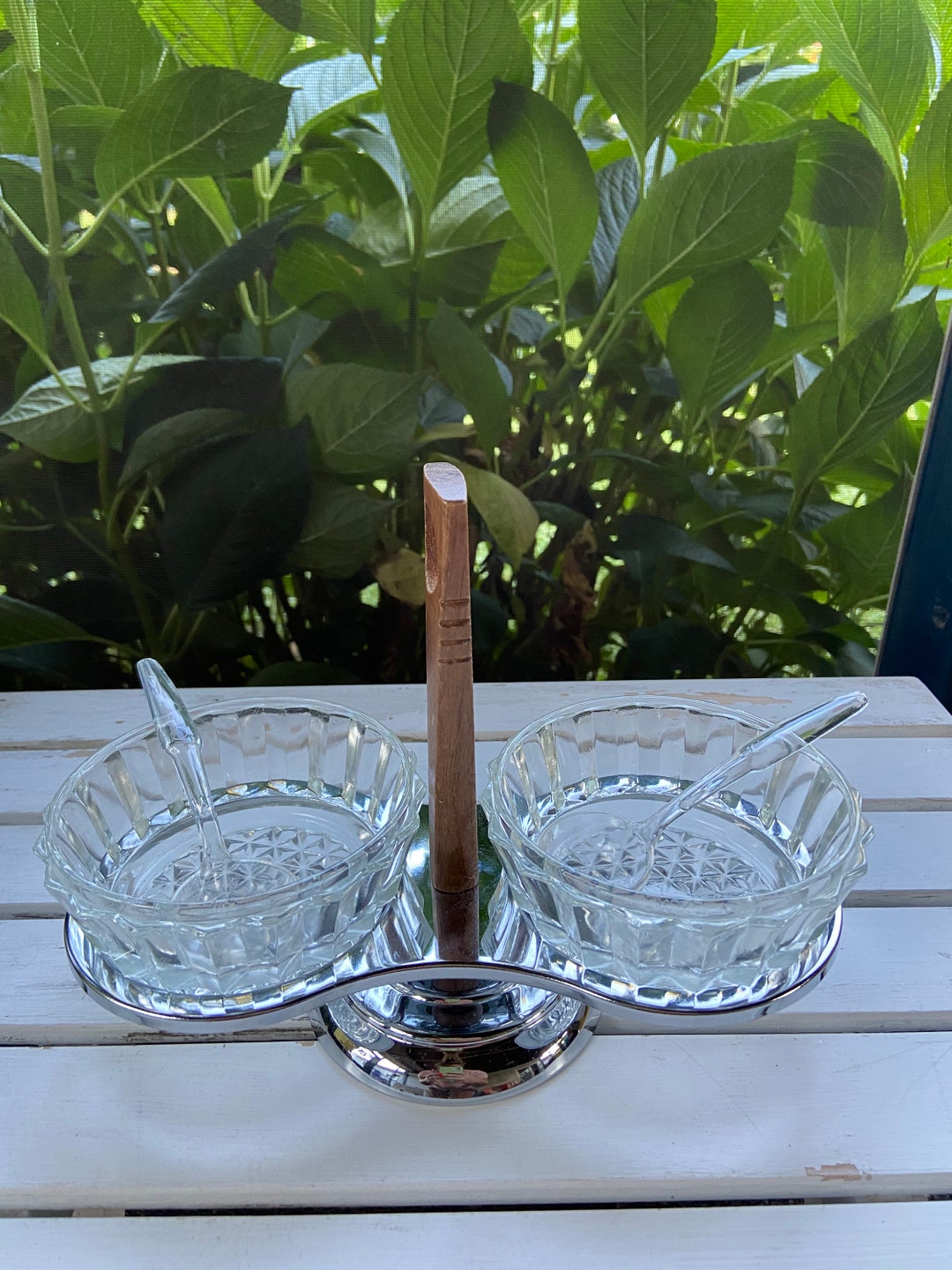 MCM Vintage Condiment/snack Caddy. Metal & Wood Combination - Etsy