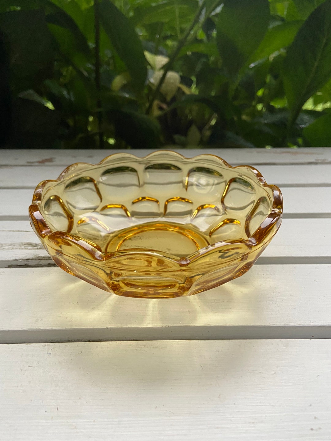 Amber Federal Glass Candy Dish - Etsy
