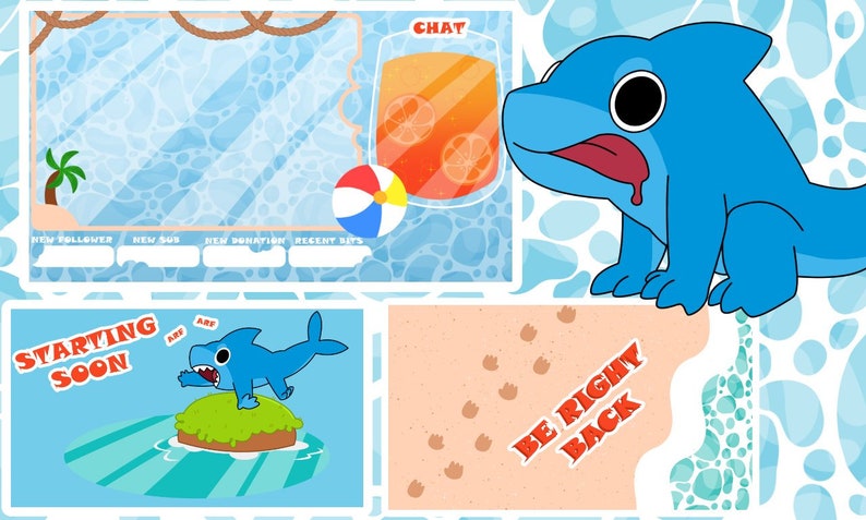 Cartoony Streaming Overlay Ocean Themed Shark Dog Pngtuber Included - Etsy