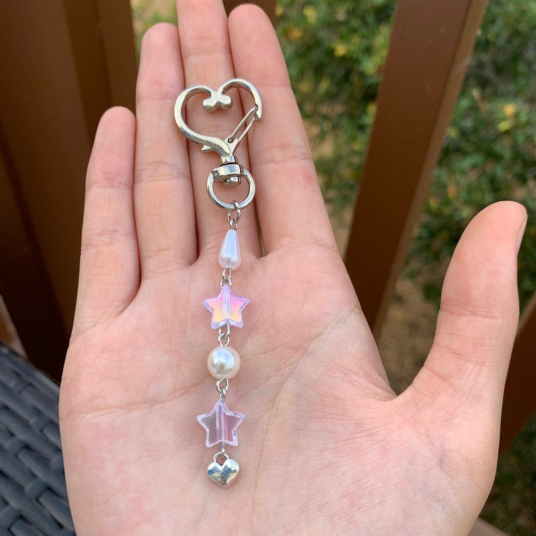 Star Bead Heart Keychain - Etsy