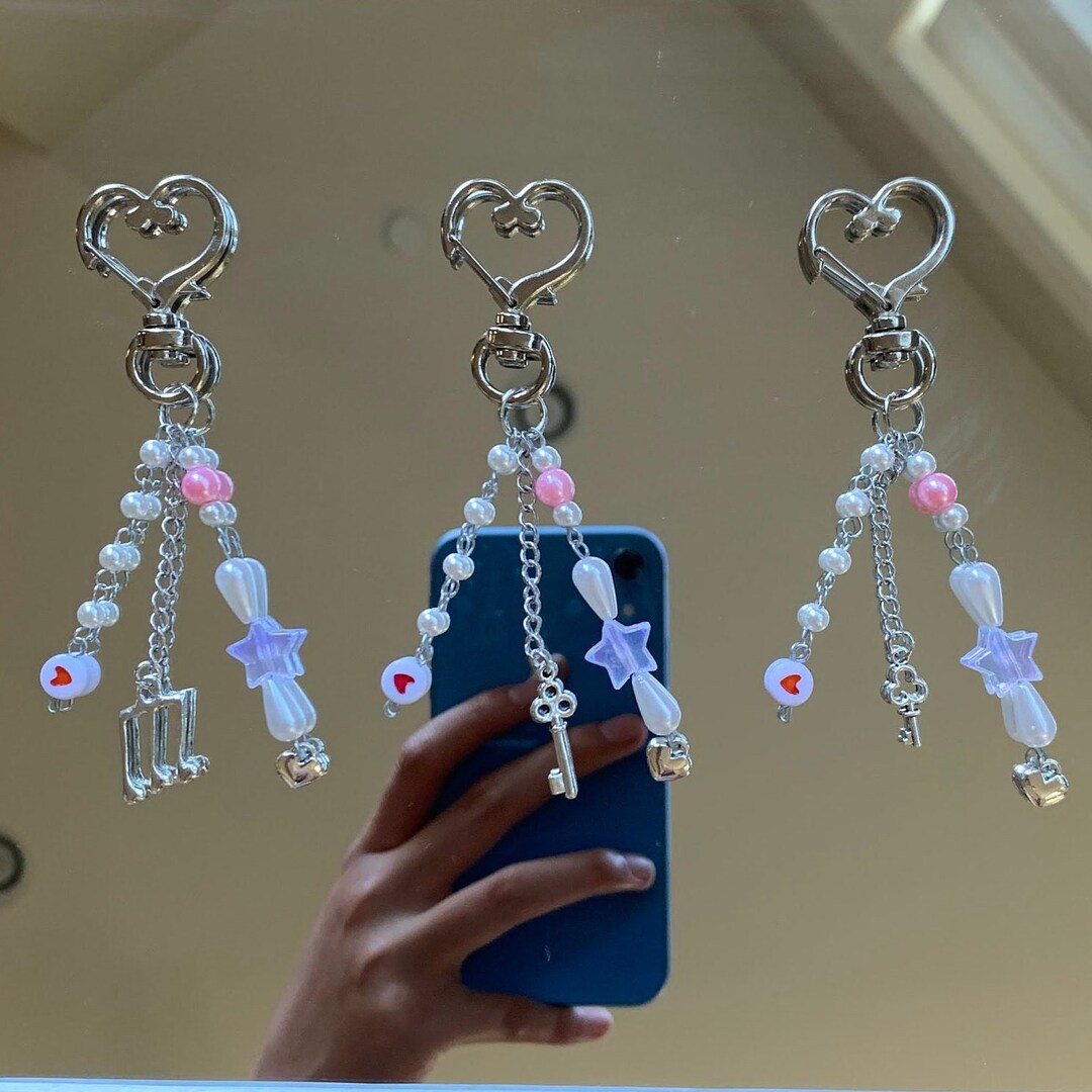 Heart Clasp Pearl Keychains With Pearls Iridescent Star - Etsy