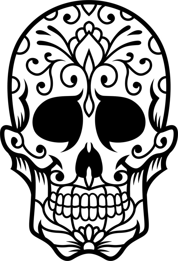 Sugar Skull Outline Drawing
