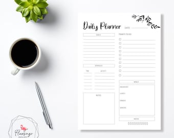 Retro Daily Planner Printable, One Page Digital Plan, Undated Hourly ...