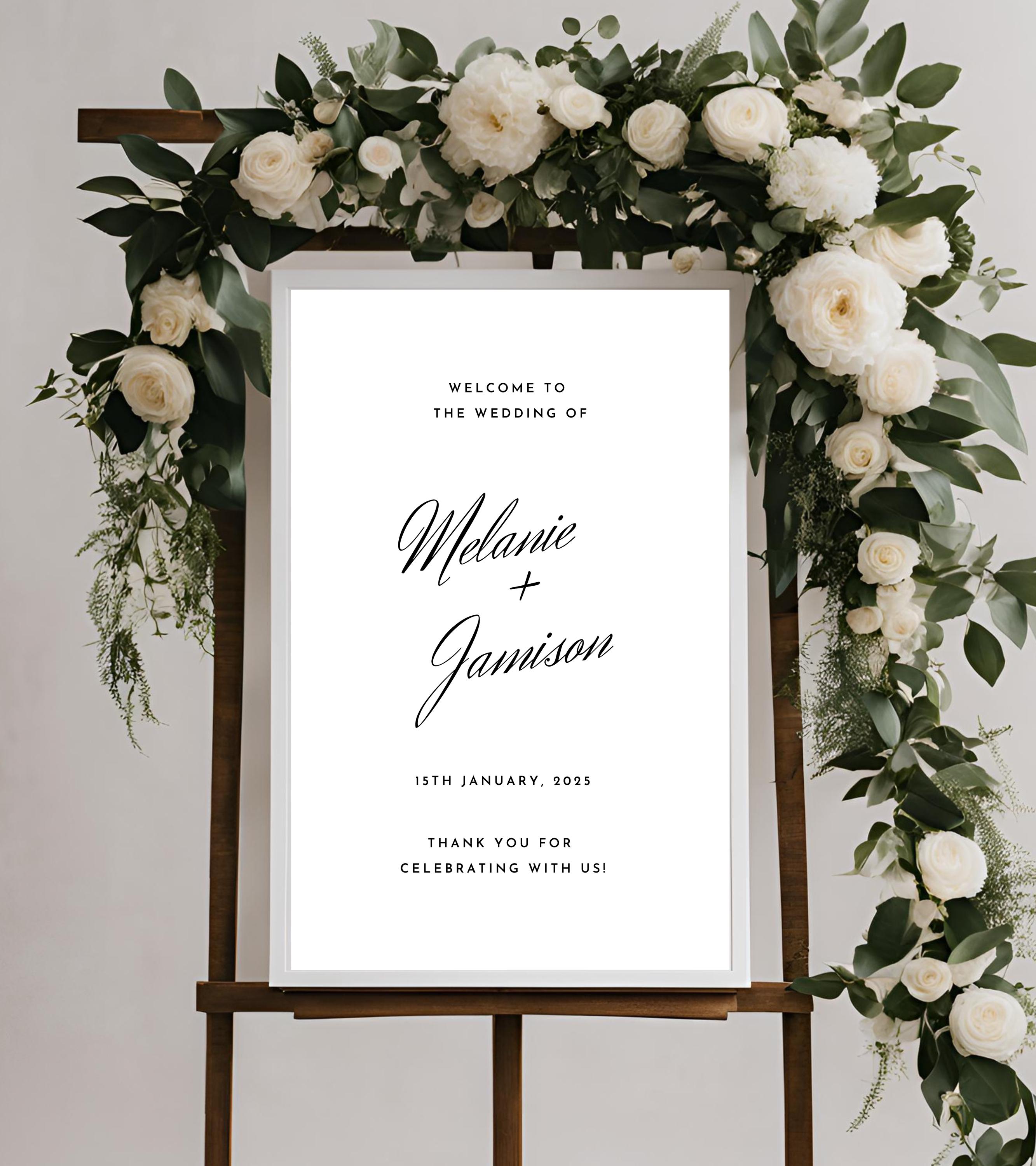 Wedding Welcome Sign Template, Elegant Script | Digital Download, Wedding Ceremony, Wedding ...
