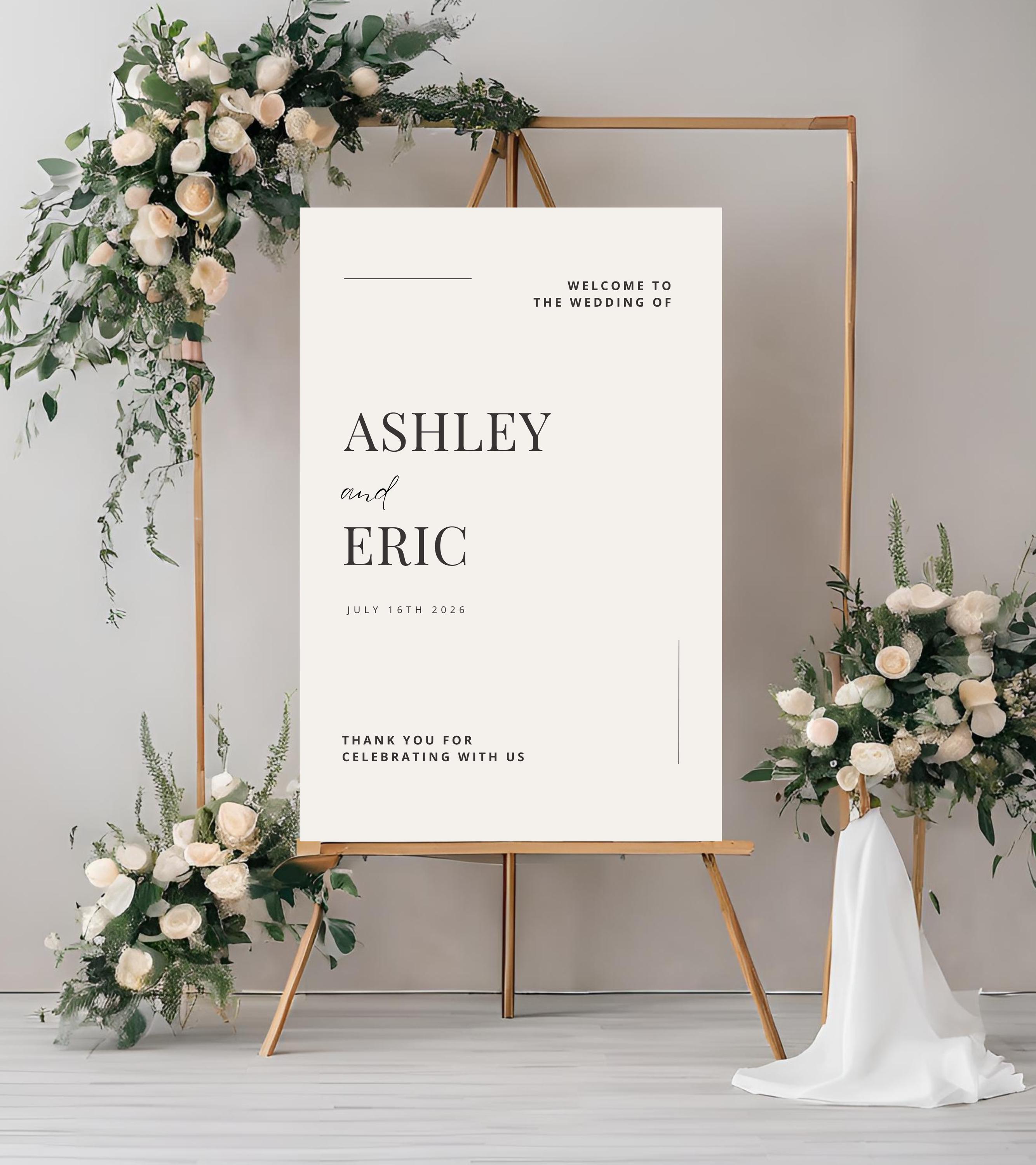 Wedding Welcome Sign Template, Simple Elegant | Digital Download ...