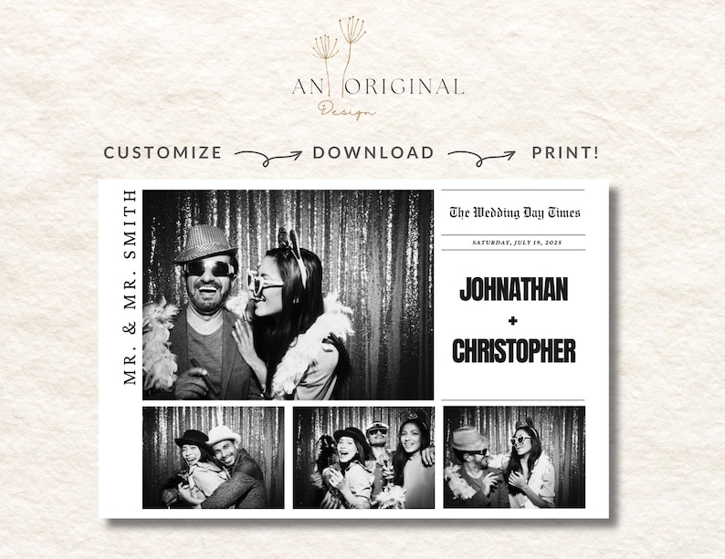 Wedding Photobooth Template Bundle, Newspaper | Digital Download ...