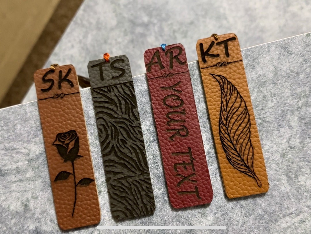 Personalized Wooden Bookmark With Leather Front -custom Engraved ...