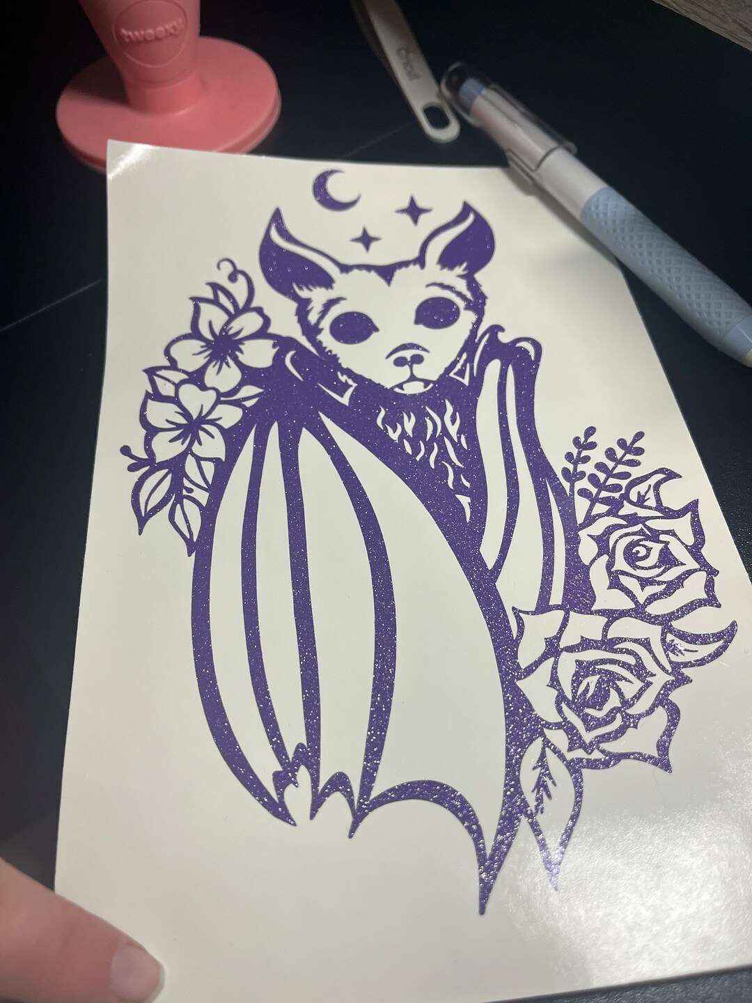 Flower Bat Decal - Halloween Decal- Bat Decal - Etsy
