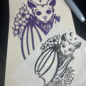 Flower Bat Decal Halloween Decal Bat Decal - Etsy
