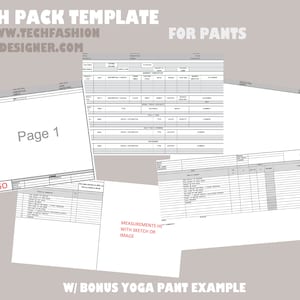 Pants Tech Pack Template: Fashion Design (excel) - Etsy