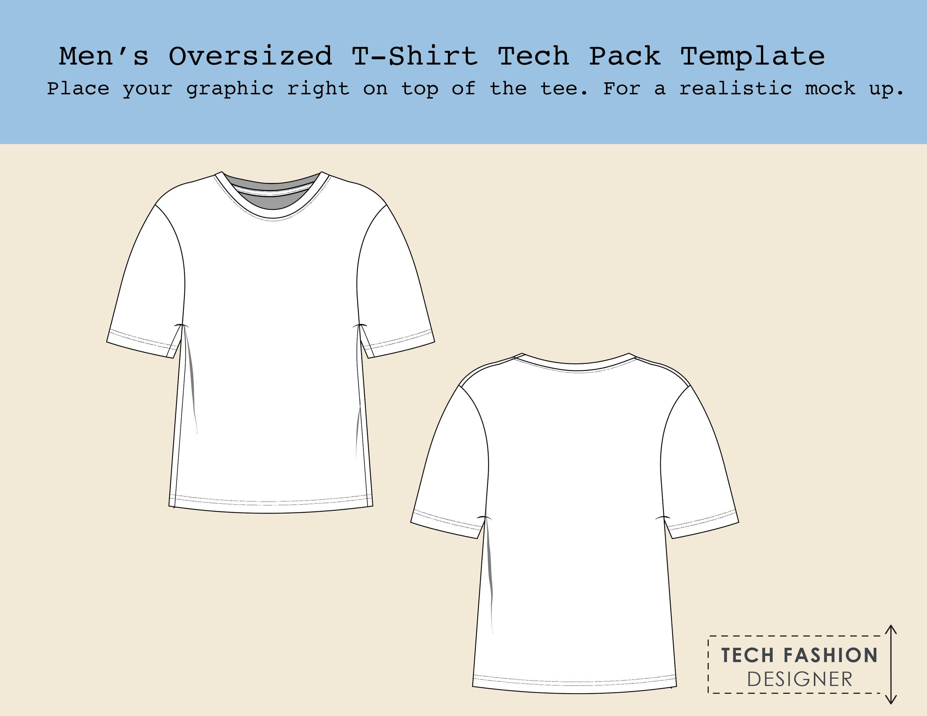 Men's Oversized Tee Tech Pack | Graphic Shirt Mock-up | Streetwear T ...